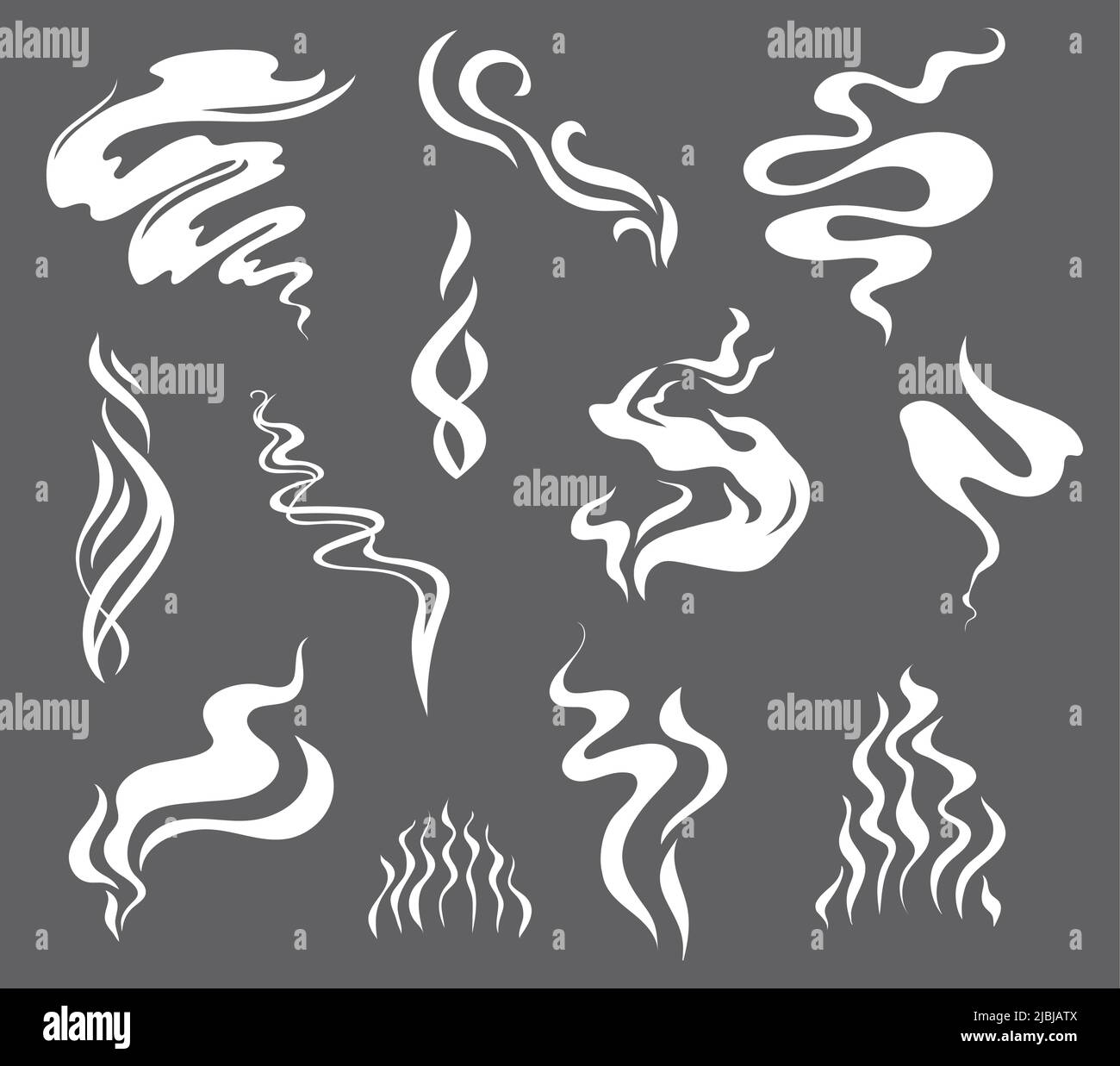 Cartoon smoke effects, food flavor smell, aroma of coffee and tea steam ...