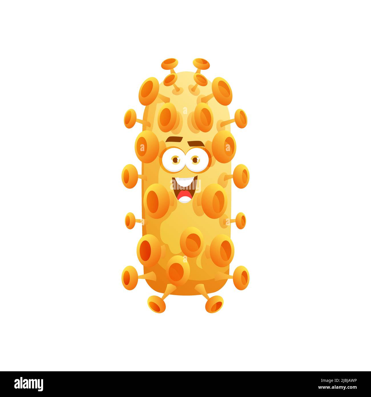 Funny cartoon virus character, microbe or bacteria pathogen cell ...