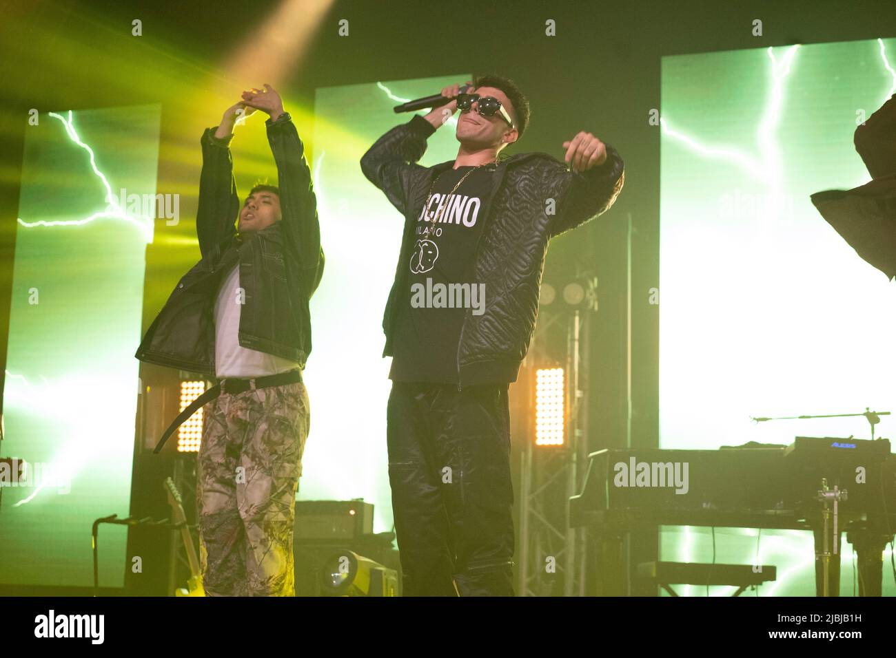 August 6, 2020, Naples, Italy: Aka7even, a famous Italian singer in ...