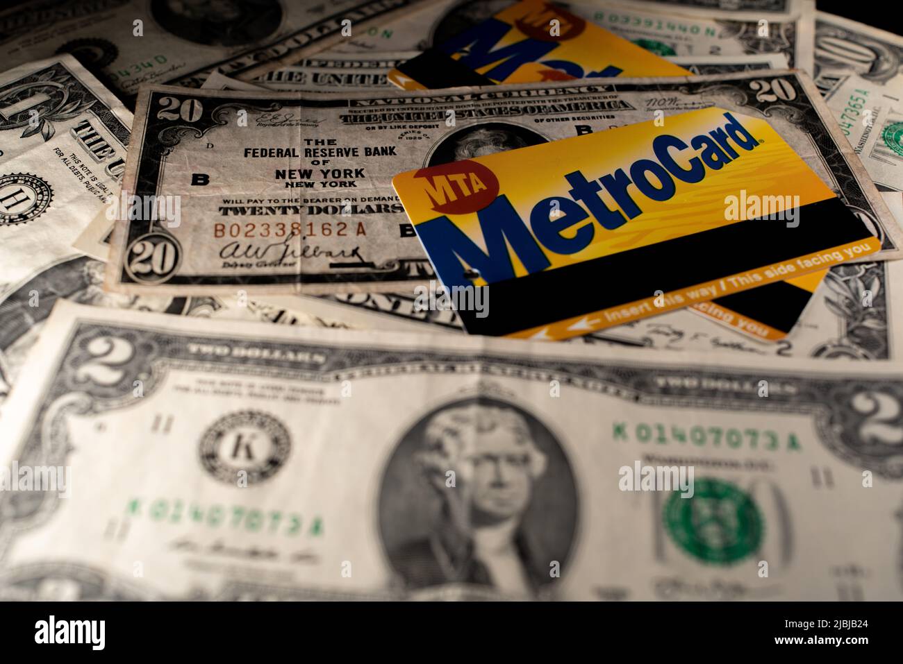 Manhattan, New York/USA - March 26. 2021: Two dollar banknote with ...
