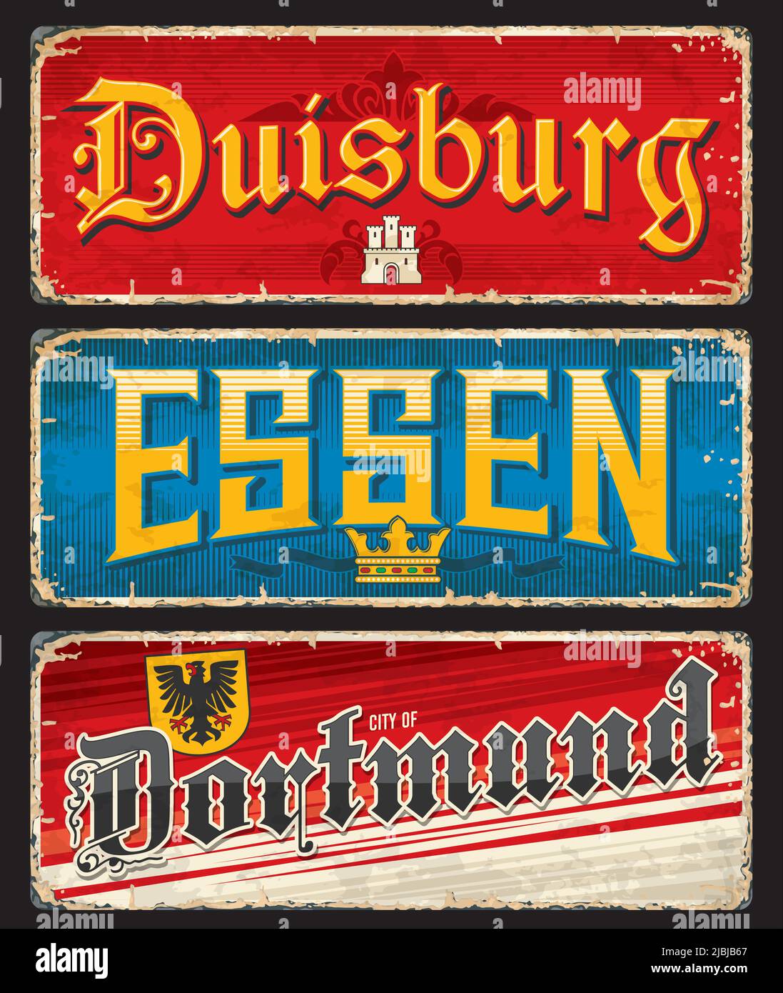 Dortmund, Duisburg, Essen German city travel stickers and plates ...