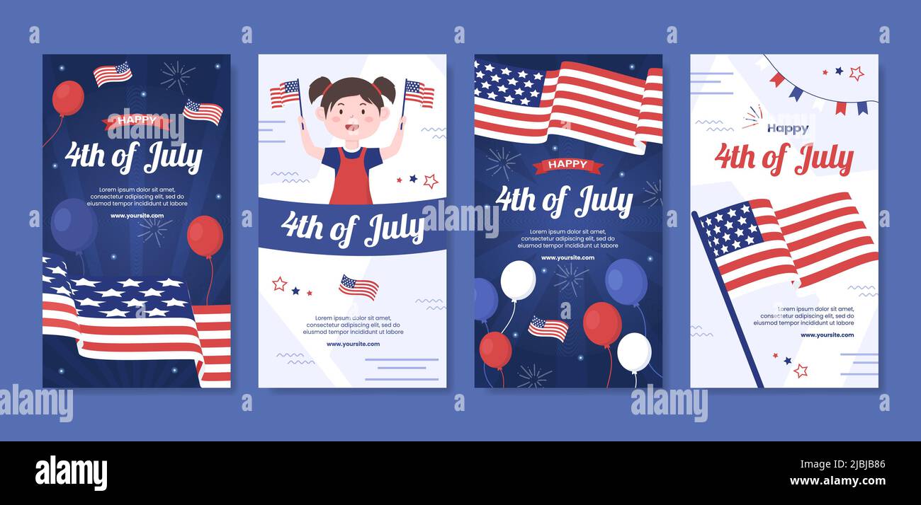 4th of July Happy Independence Day USA Stories Social Media Template ...