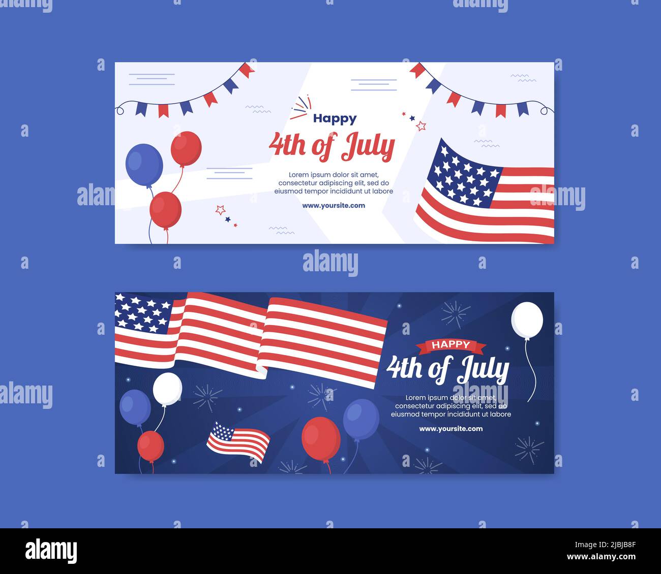 4th of July Happy Independence Day USA Horizontal Banner Social Media ...