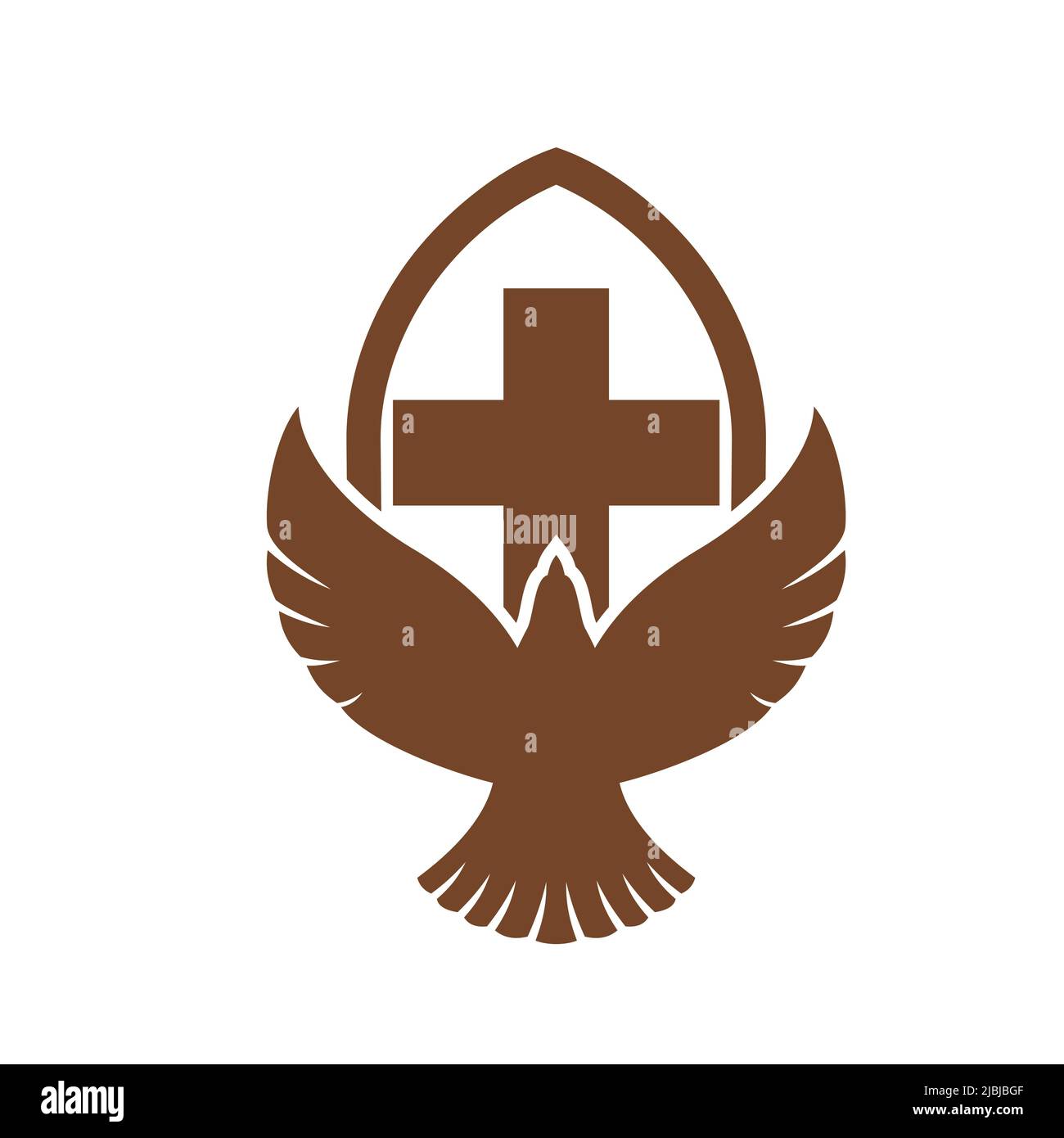 Christianity religion icon with dove, church and cross. Christian ...