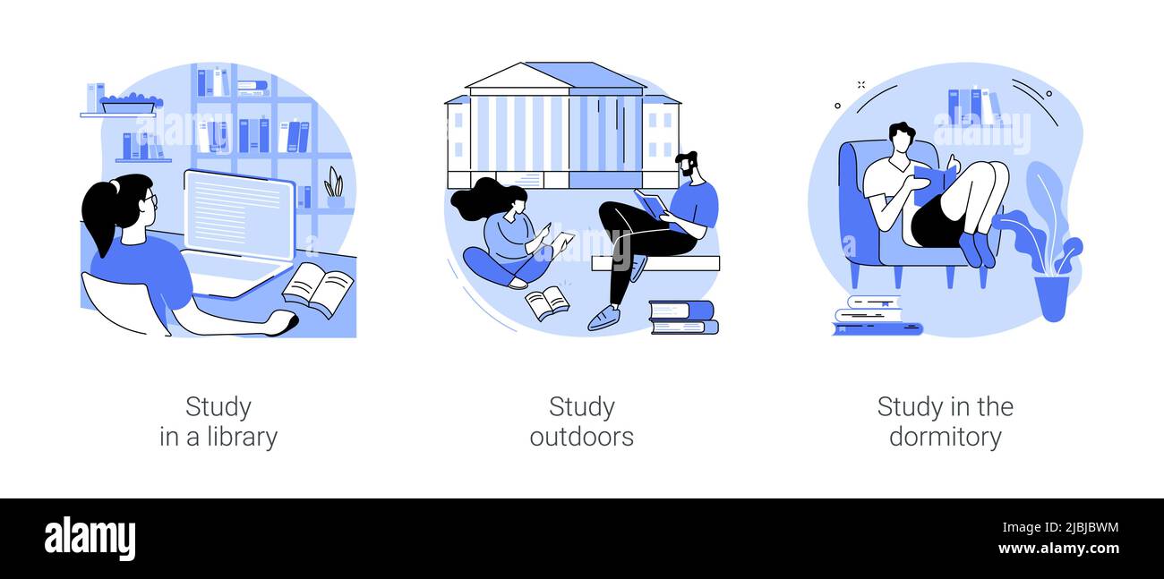 Getting ready for classes isolated cartoon vector illustrations se ...