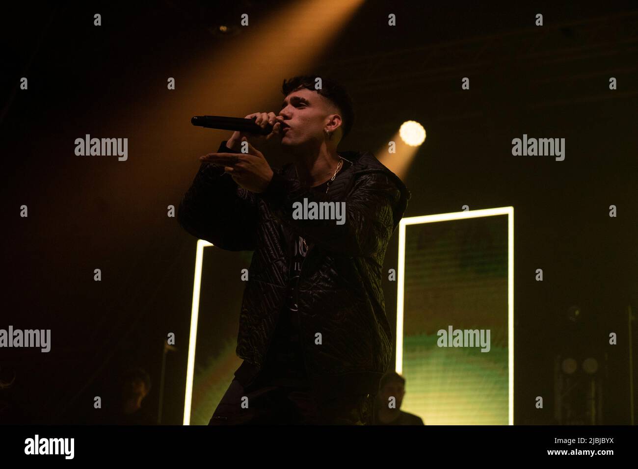 August 6, 2020, Naples, Italy: Aka7even, a famous Italian singer in ...