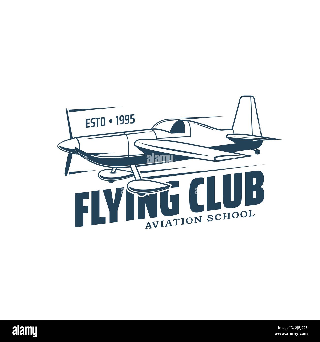 Flying club icon with vector plane or airplane of general aviation ...