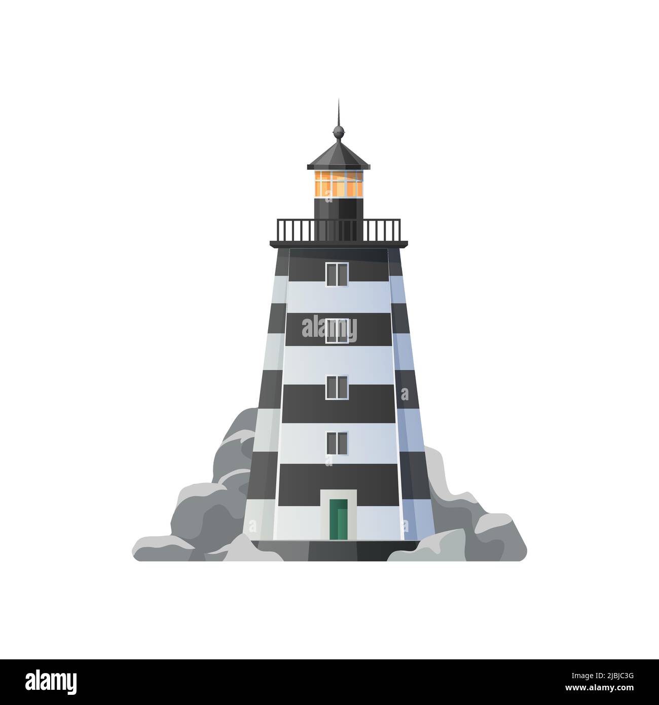 Retro lighthouse icon. Navigational lighthouse lantern building, vector ...