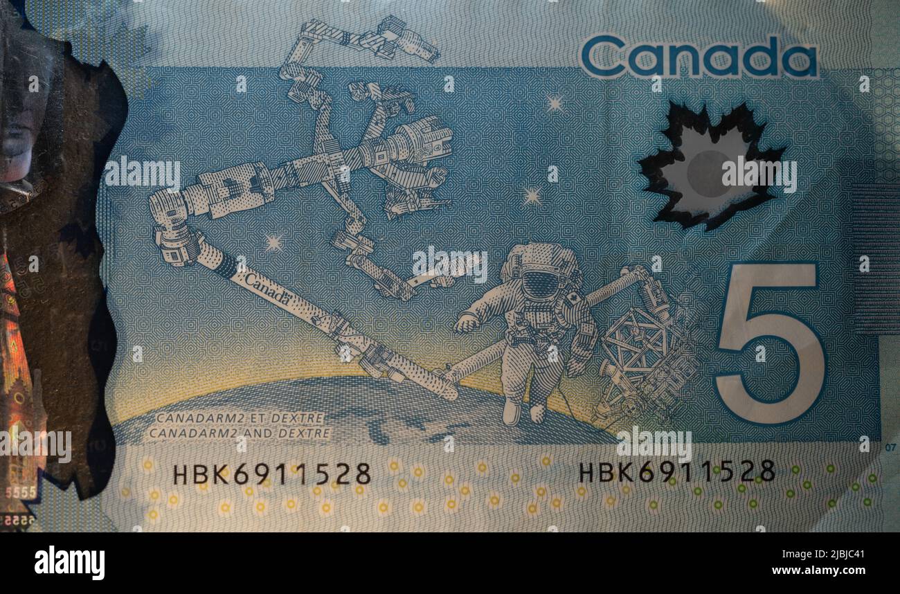 Toronto, Canada - October 30. 2021: Five Canadian Dollar banknote with ...