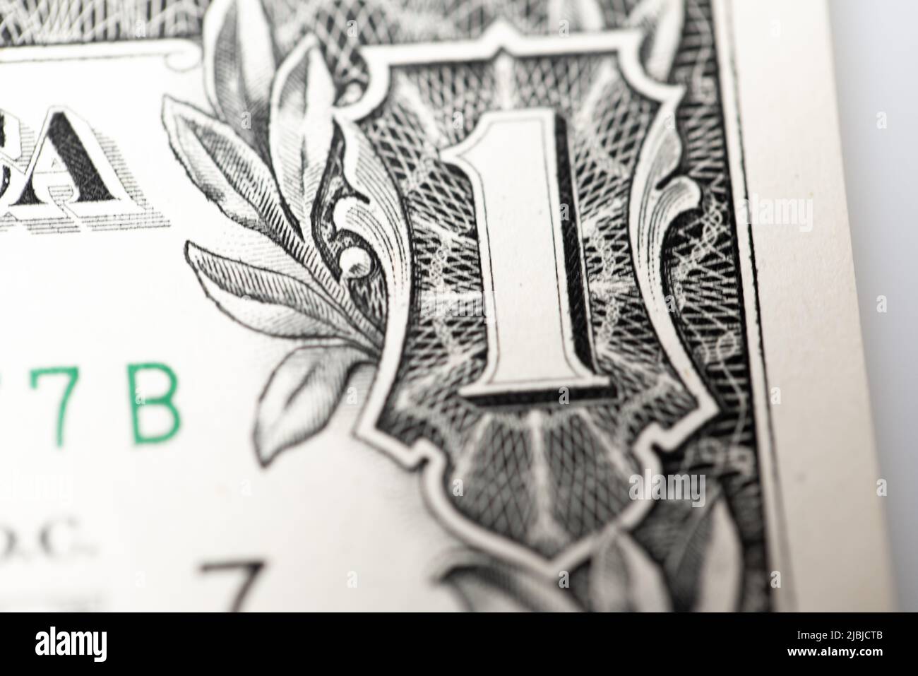 One dollar banknote, closeup of US currency. 1 dollar bill from America ...