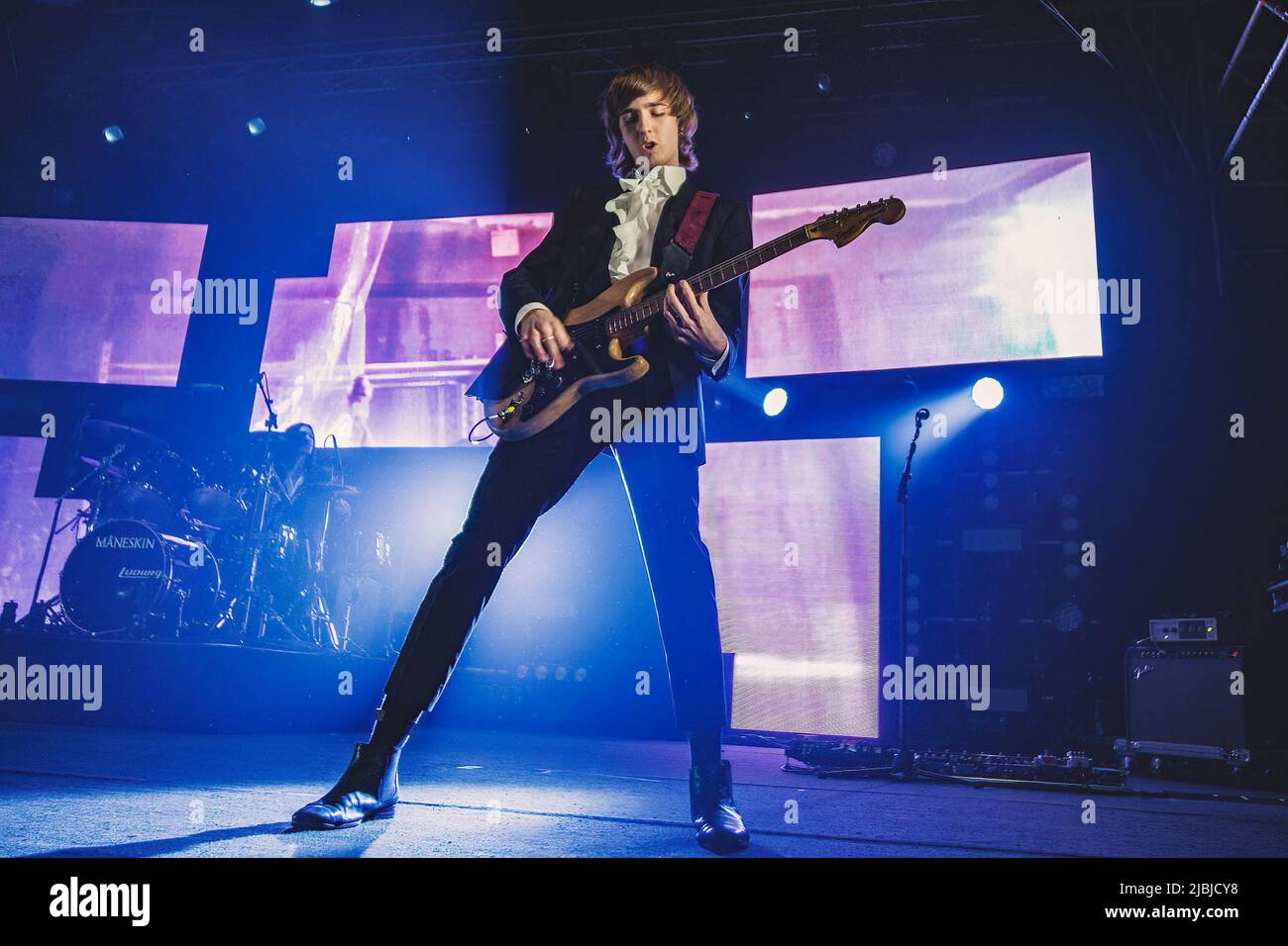 Thomas Raggi performs on stage with is band Maneskin at Atlantico in ...