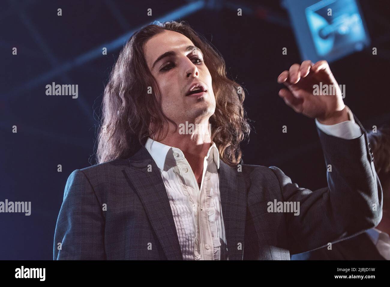 Damiano David performs on stage with is band Maneskin at Atlantico in ...