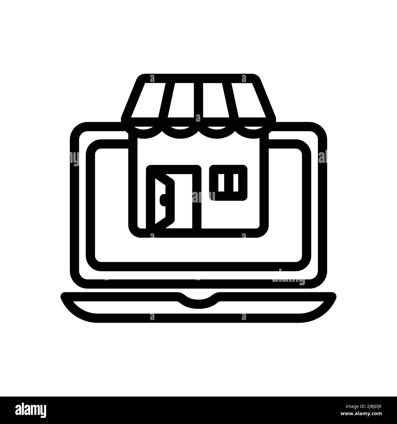 Laptop icon vector with store. suitable for online shop icon, online ...