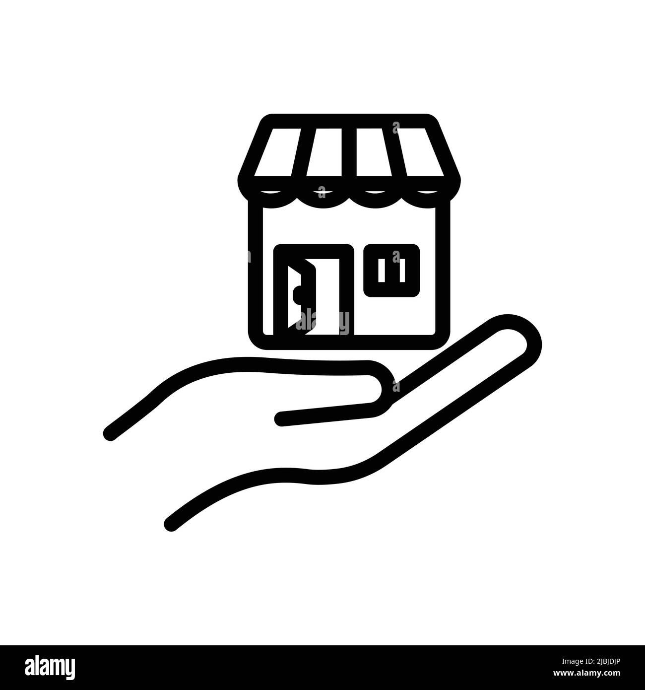 shop icon vector with hand. suitable for shopping icon, store. line ...