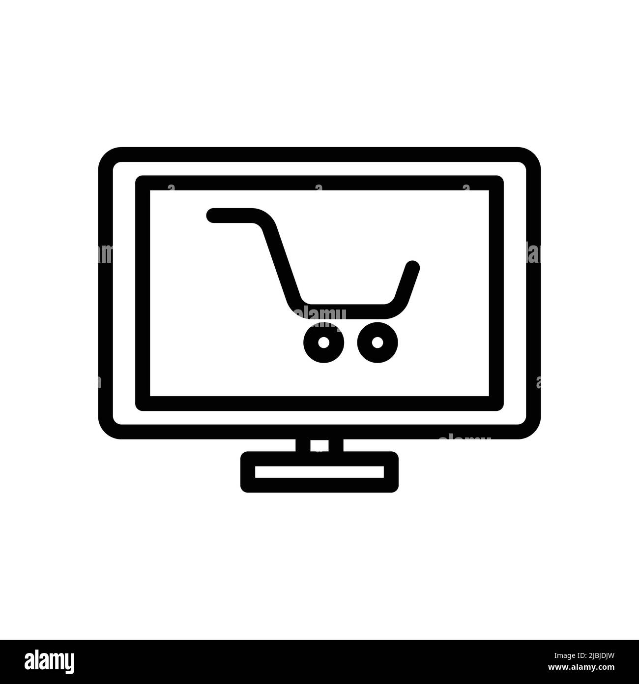 Laptop icon vector with shopping cart. suitable for online shop icon ...