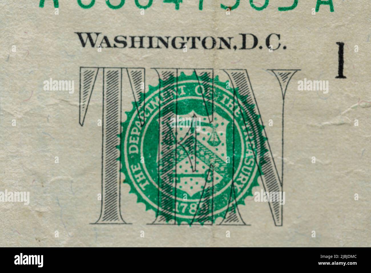 Ten dollar banknotes. Closeup of 10 US dollar bills. Money as ...