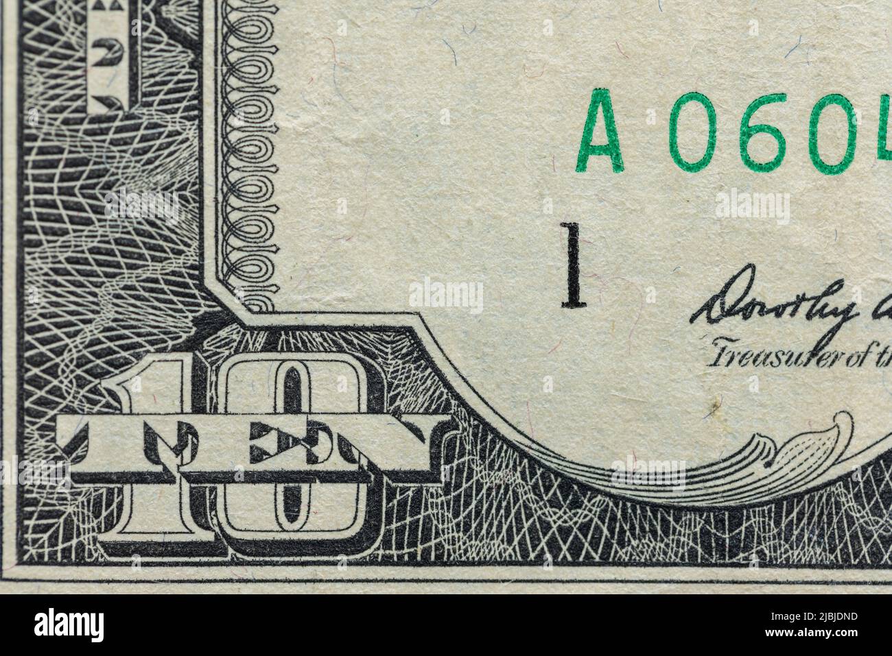 Ten dollar banknotes. Closeup of 10 US dollar bills. Money as ...