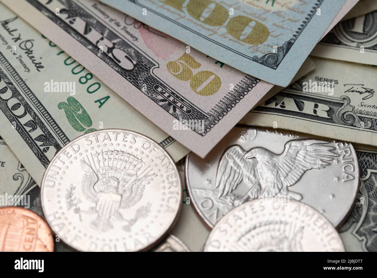 United States of America money, dollar banknotes and coins from USA ...