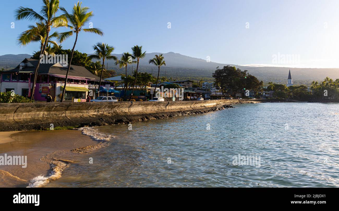 The Waterfront Of Kailua-Kona Across Kailua Bay, Kailua-Kona, Hawaii ...