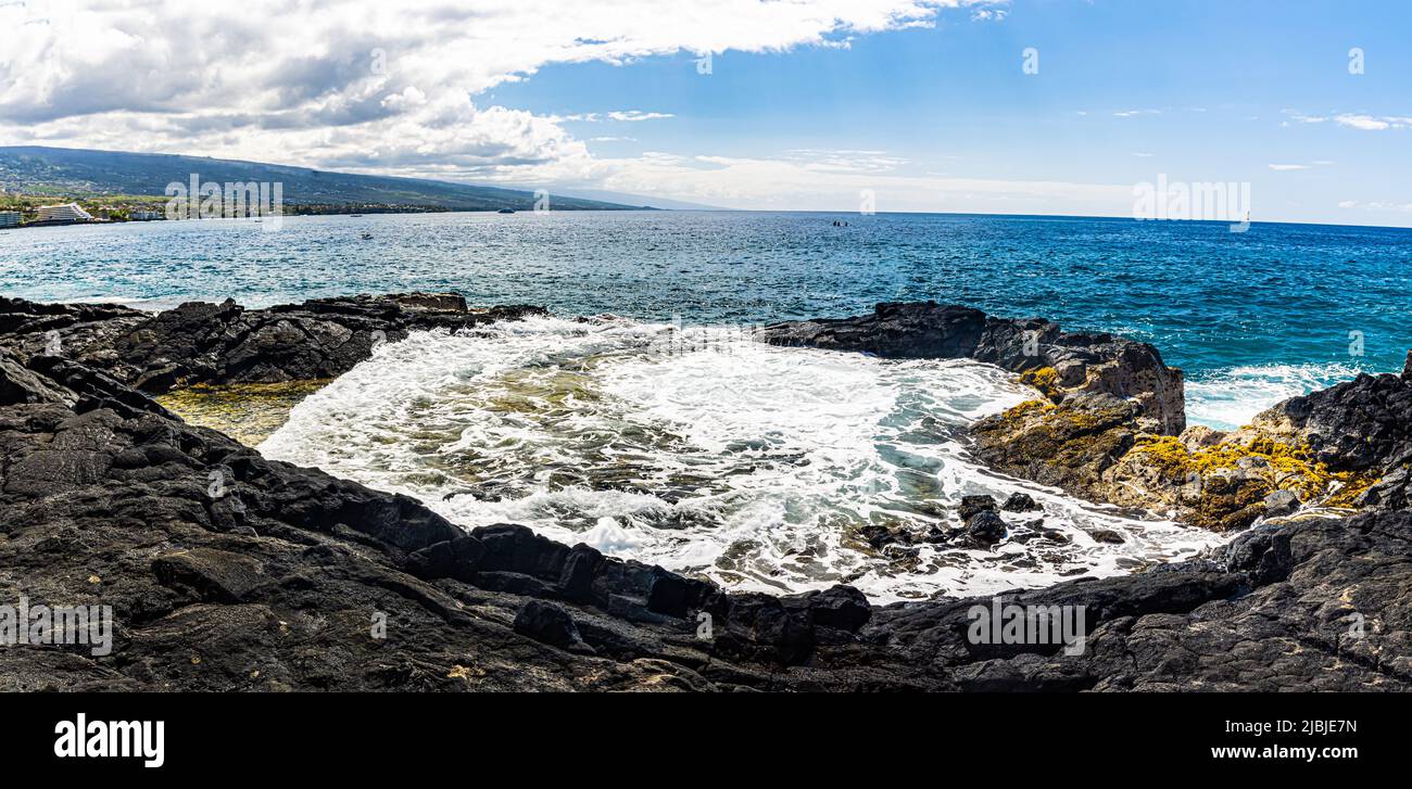 Tide Pool On The Volcanic Shoreline of Keiki Beach, Kailua-Kona, Hawaii ...