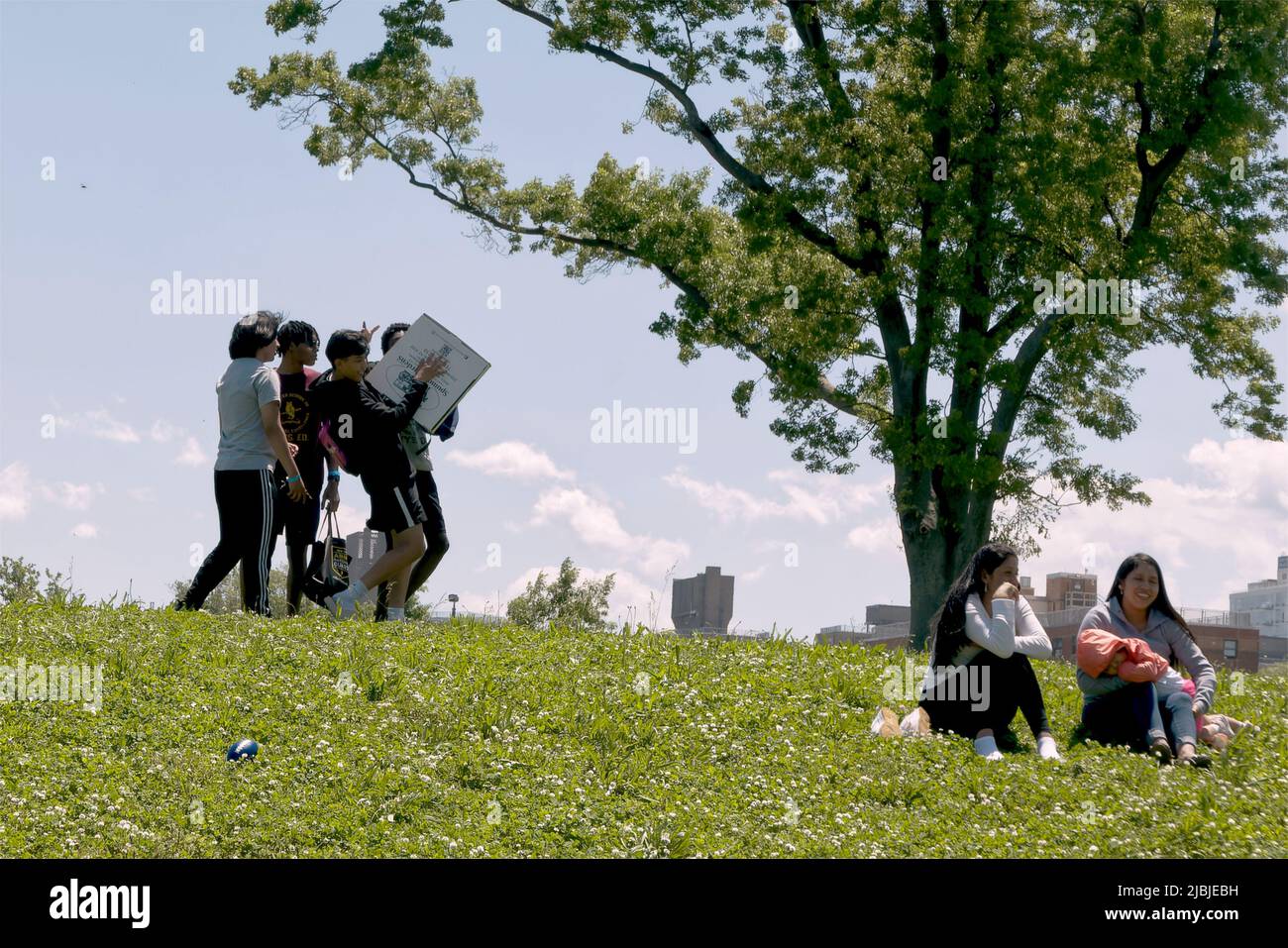 Students relaxing at Kaiser Park, in Brooklyn Stock Photo - Alamy