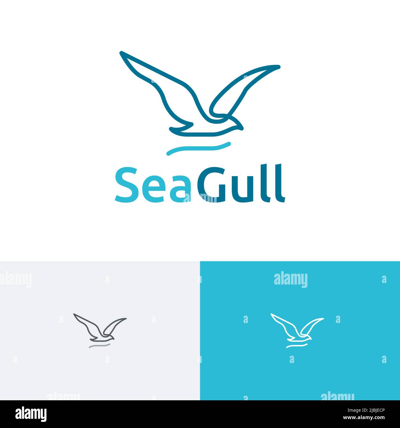Seagull Bird Flying Sea Beach Bay Nature Monoline Logo Stock Vector ...
