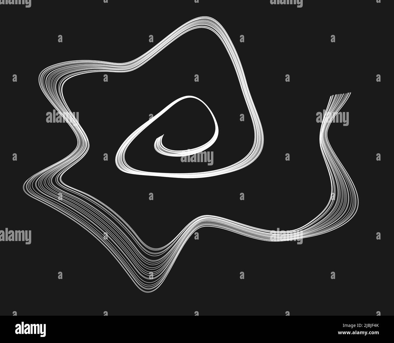 Wave spiral retro punk design element. Technology round on black ...