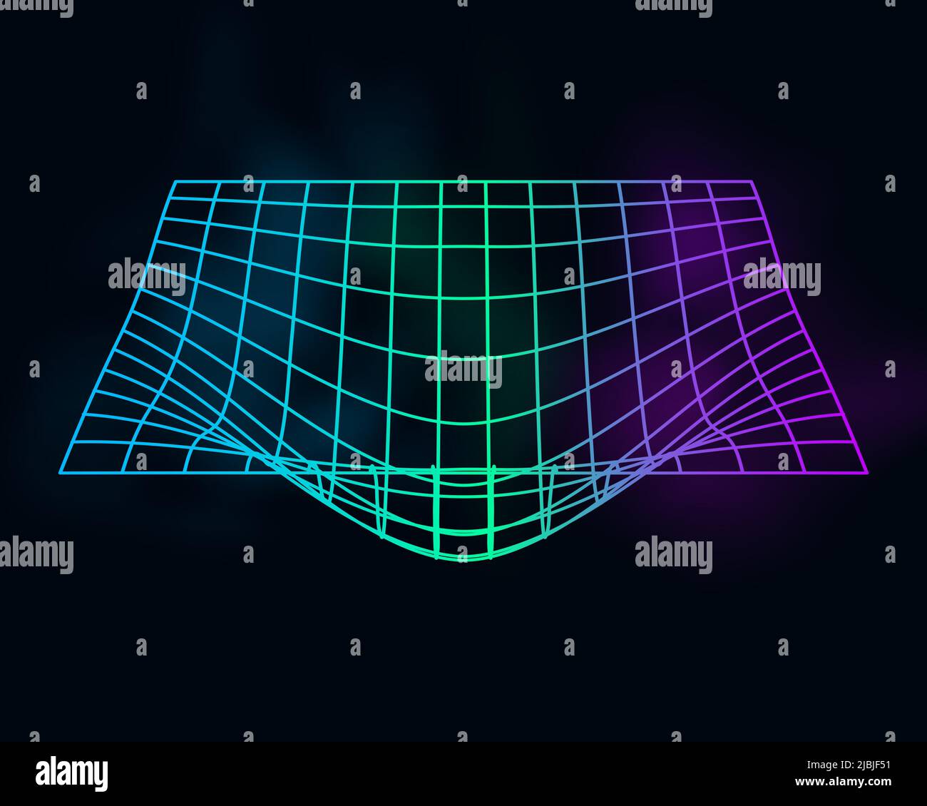 Color cyber distorted grid, retro punk design element. Wireframe wave ...