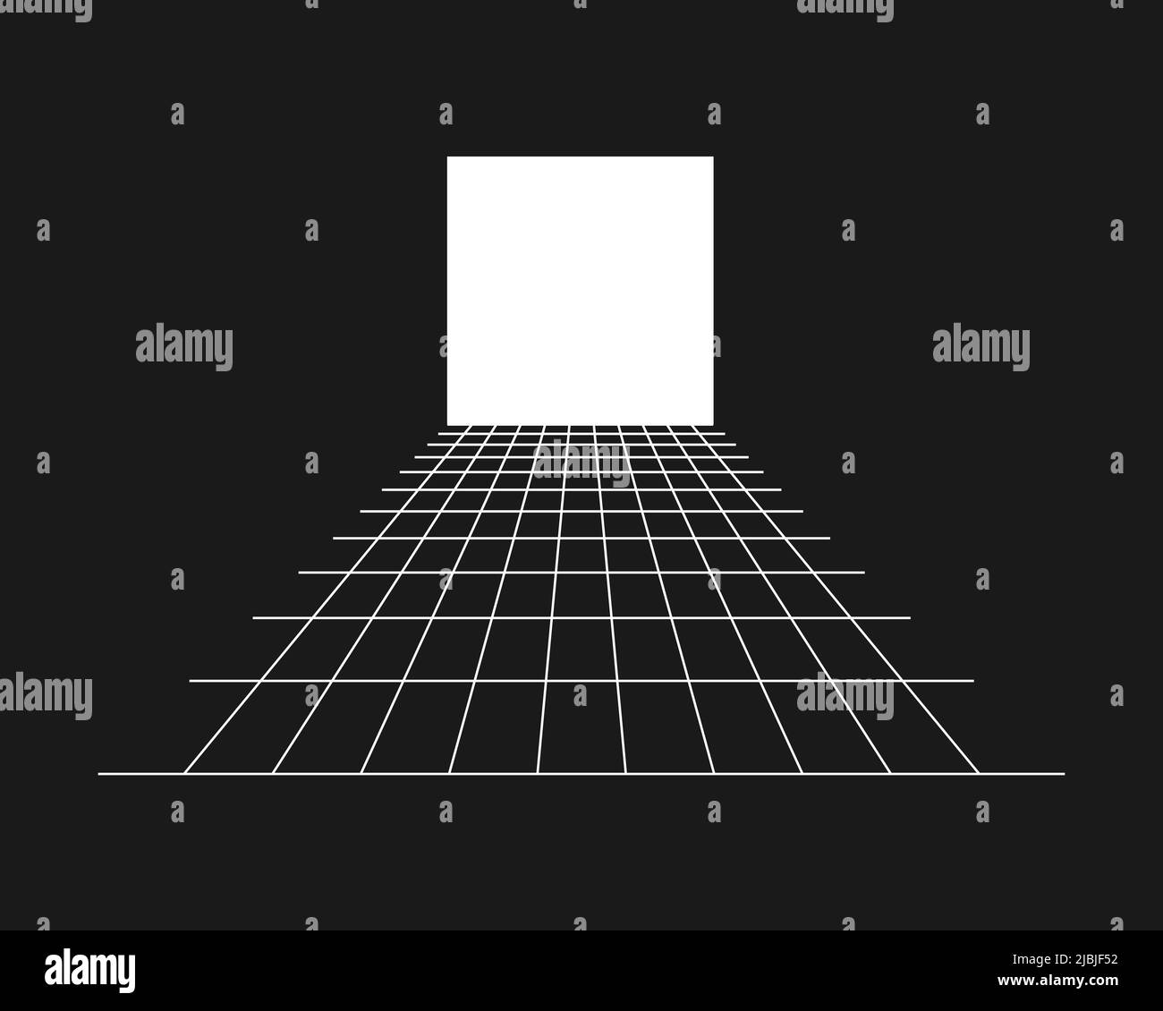 Cyber grid, retro punk perspective rectangular tunnel. Grid tunnel ...