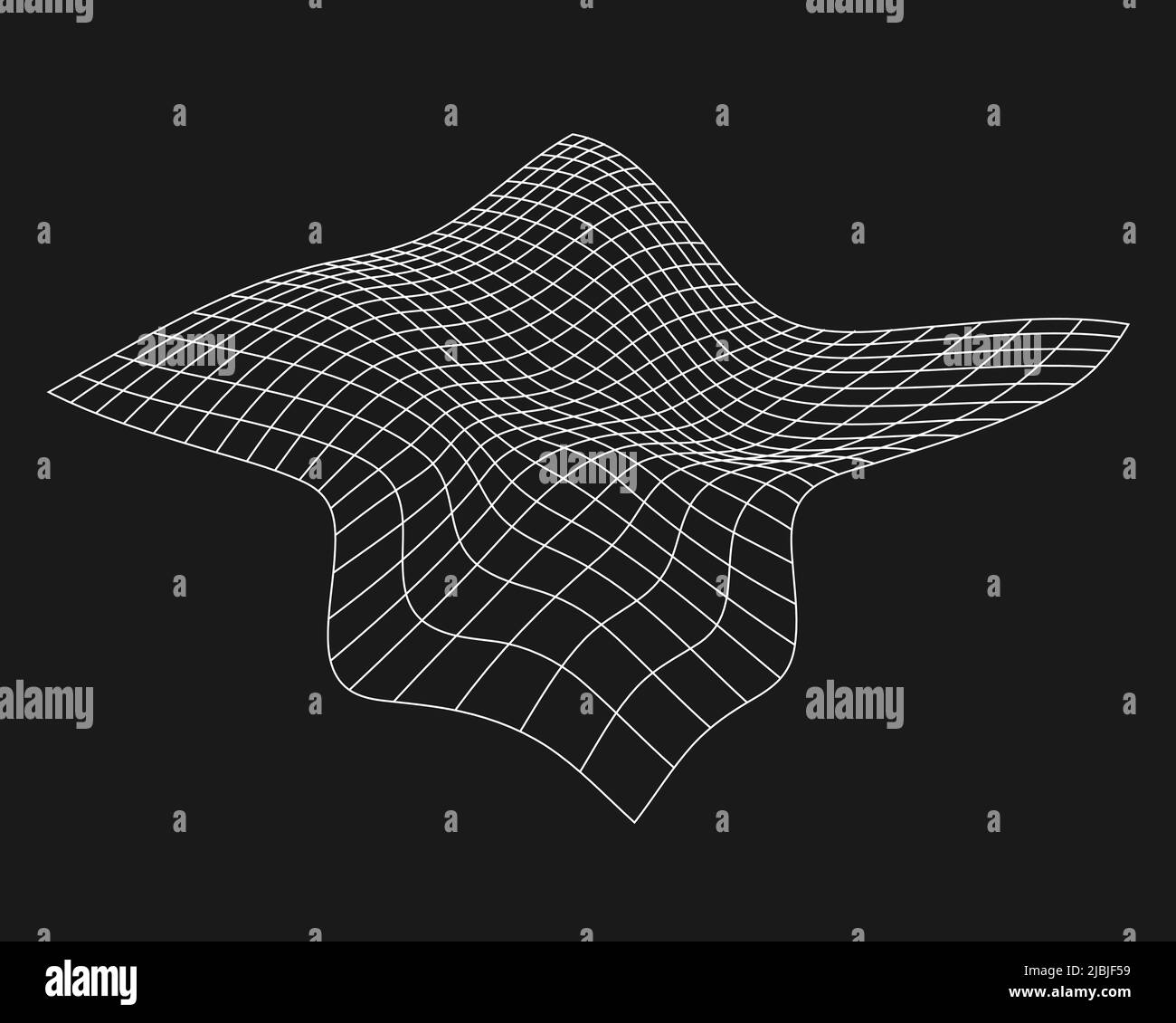 Cyber distorted grid, retro punk design element. Wireframe wave ...