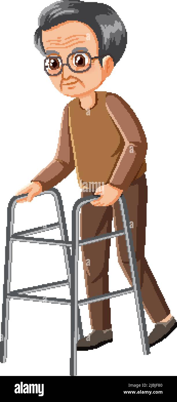 Elderly man with walker illustration Stock Vector Image & Art - Alamy