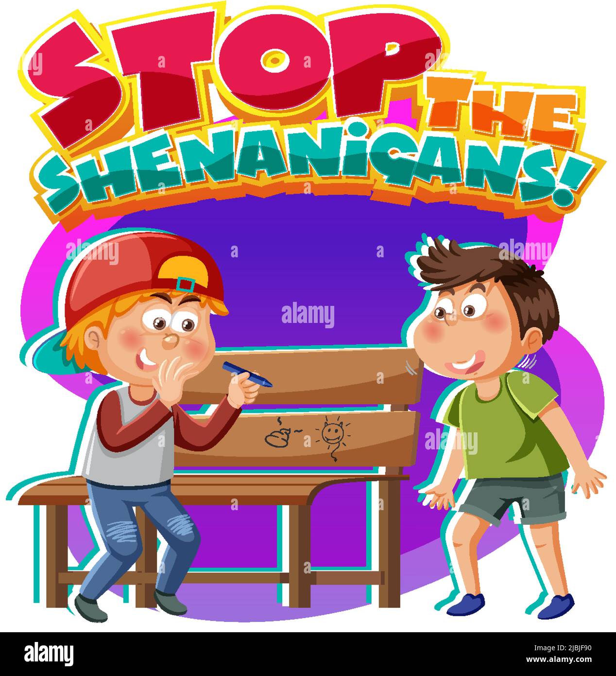 Stop the shenanigans word text with cartoon character illustration ...