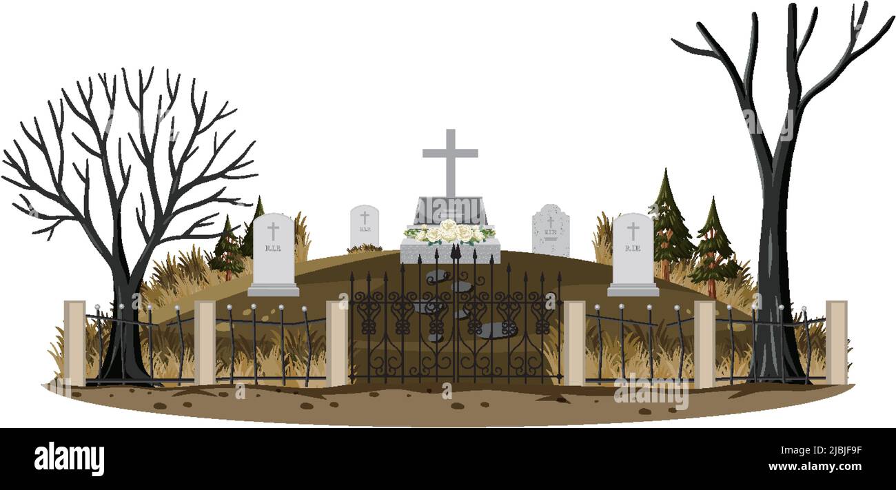 Cemetery graveyard scene isolated illustration Stock Vector Image & Art ...