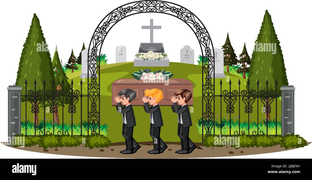 People carry coffin on sholders at funeral illustration Stock Vector ...