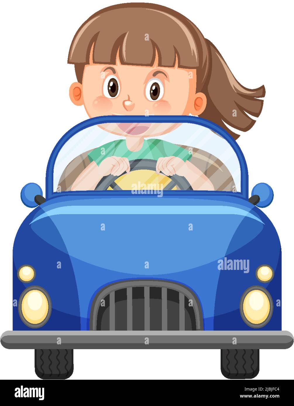 Cute girl driving car cartoon illustration Stock Vector Image & Art - Alamy