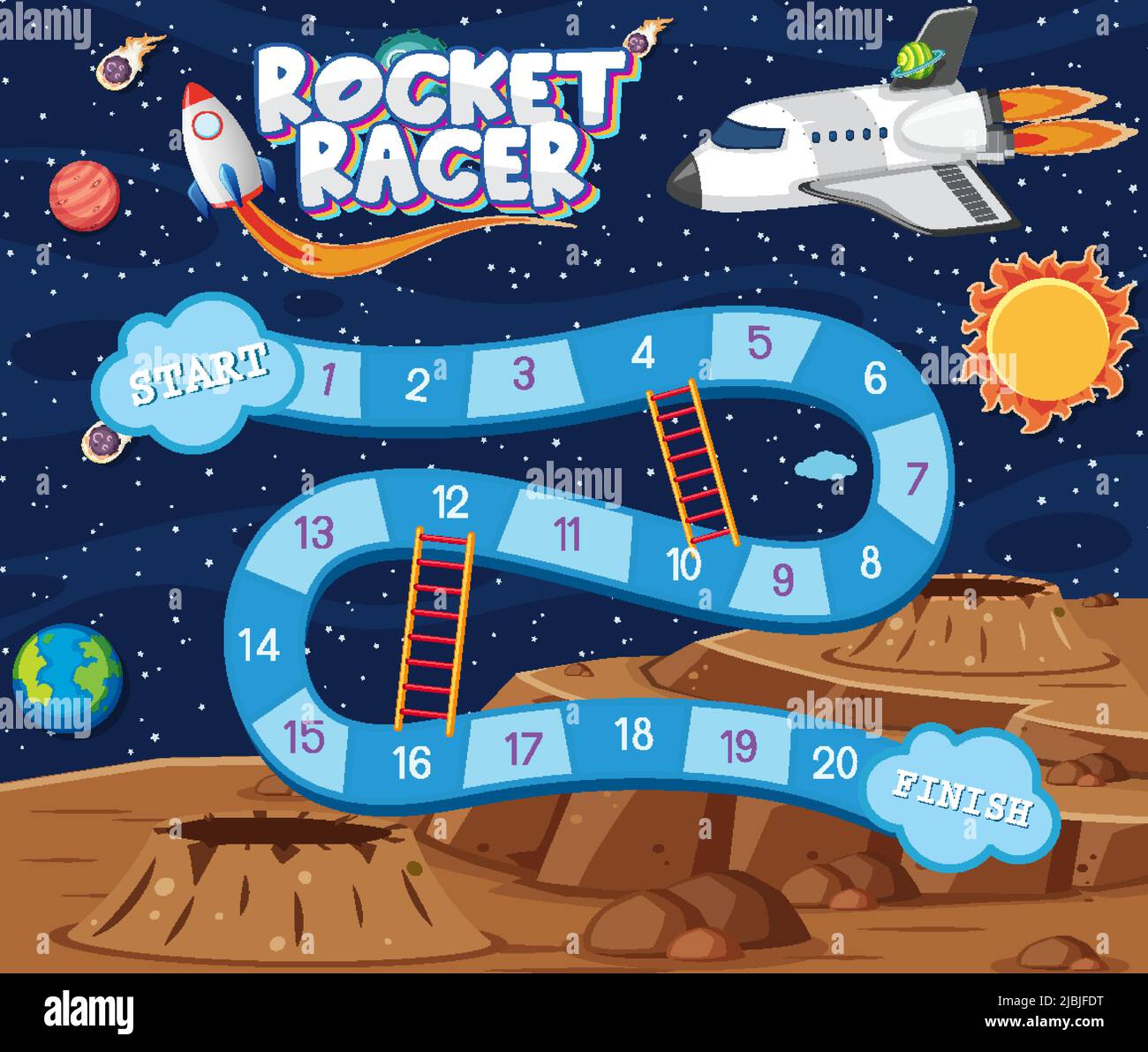 Game template with space theme background illustration Stock Vector ...