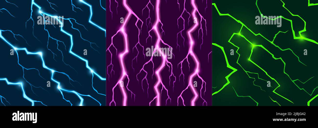 Game textures with electric lightnings, light flashes effect in storm ...