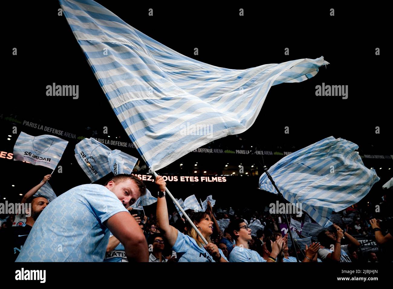 Racing 92 supporters during the rugby TOP 14 match between Racing 92 ...