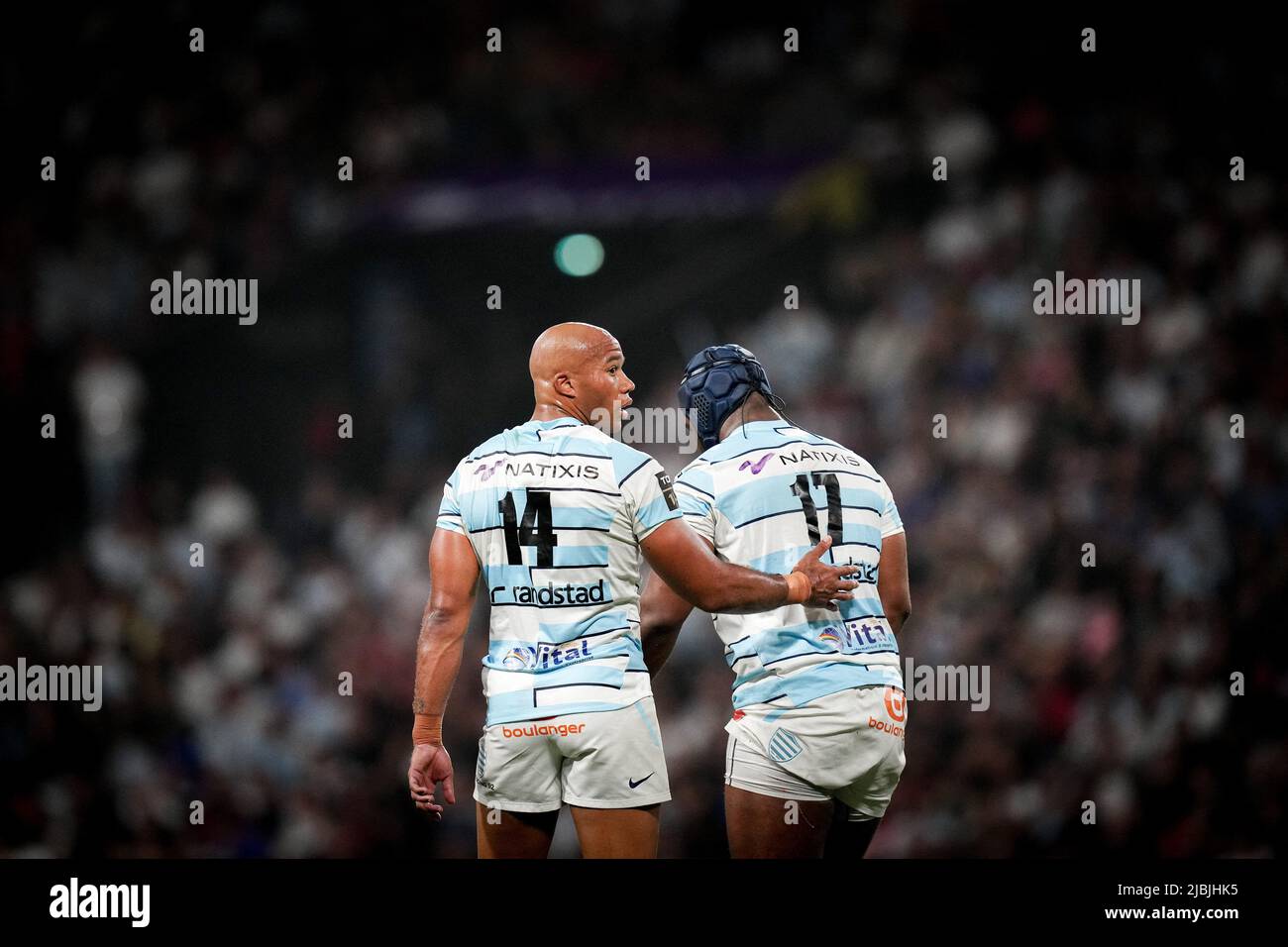 Teddy Thomas and Eddy Ben Arous of Racing 92 during the rugby TOP 14 ...