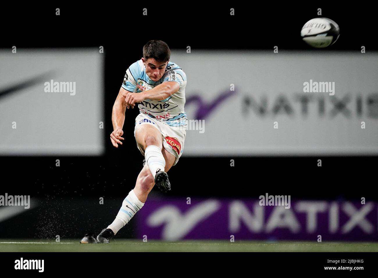 Nolann Le Garrec of Racing 92 kicks a penalty during the rugby TOP 14 ...