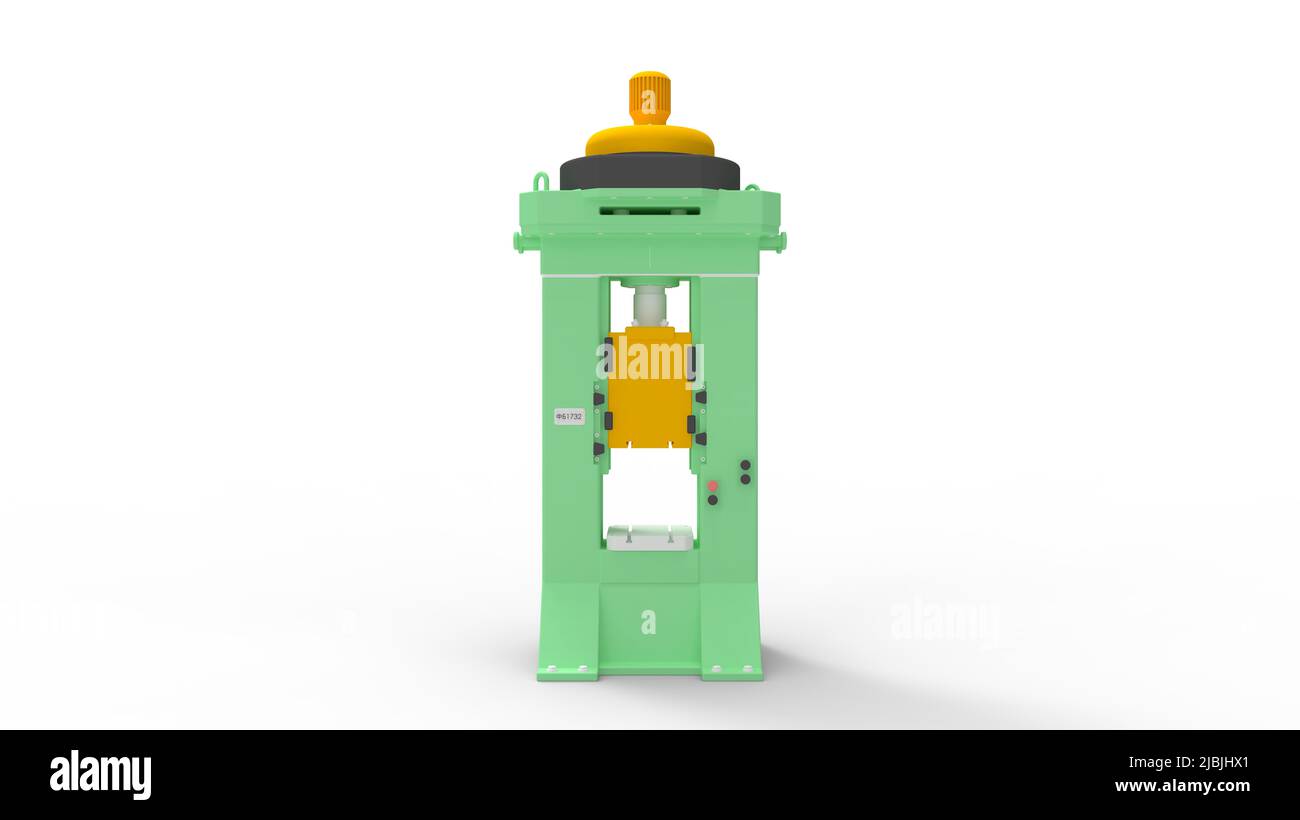 3D rendering of a metal forming press machine. Instrument tool to punch ...