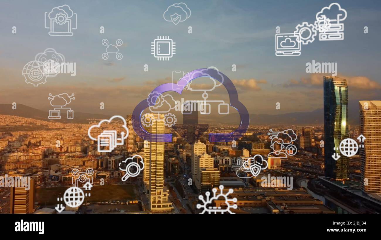 Cloud computing concept. Communication network Stock Photo - Alamy