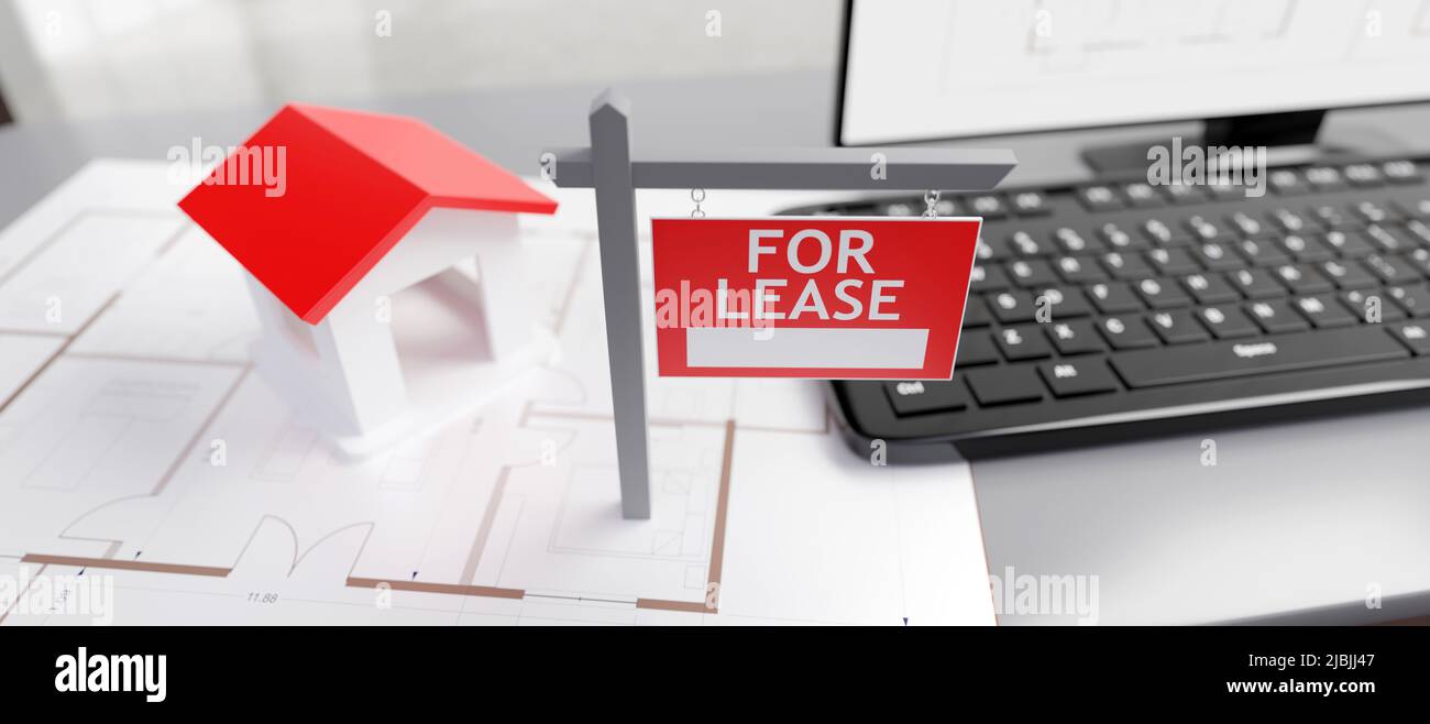 For lease sign on realtor office. Real estate, new residential project ...