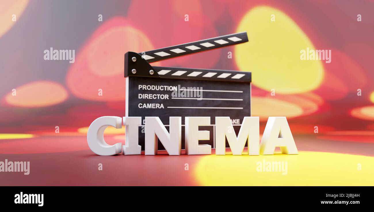 CINEMA and Movie clapper. Filmmaking, video production. Film scene ...