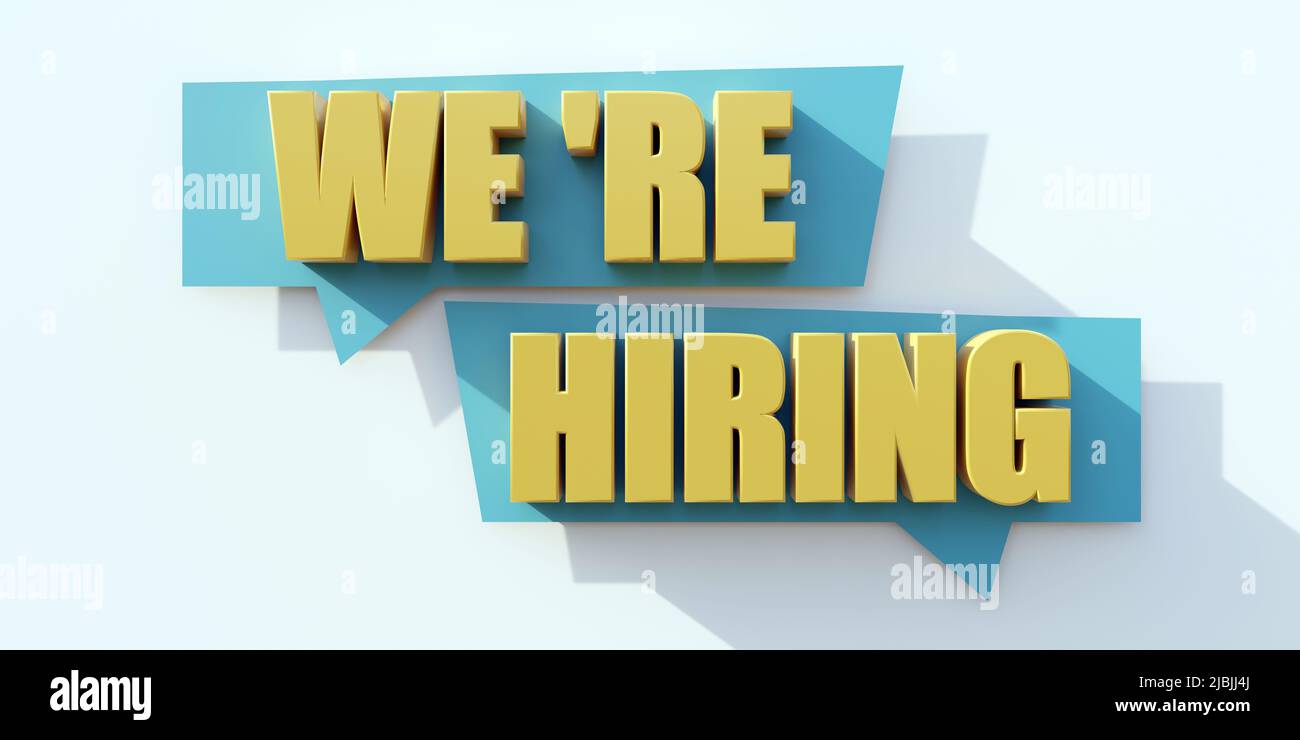 We Are Hiring text. Business vacancy, Staff wanted concept. Yellow and ...