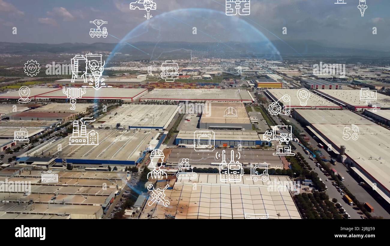 Smart factory concept. Communication network. INDUSTRY4.0 Stock Photo ...