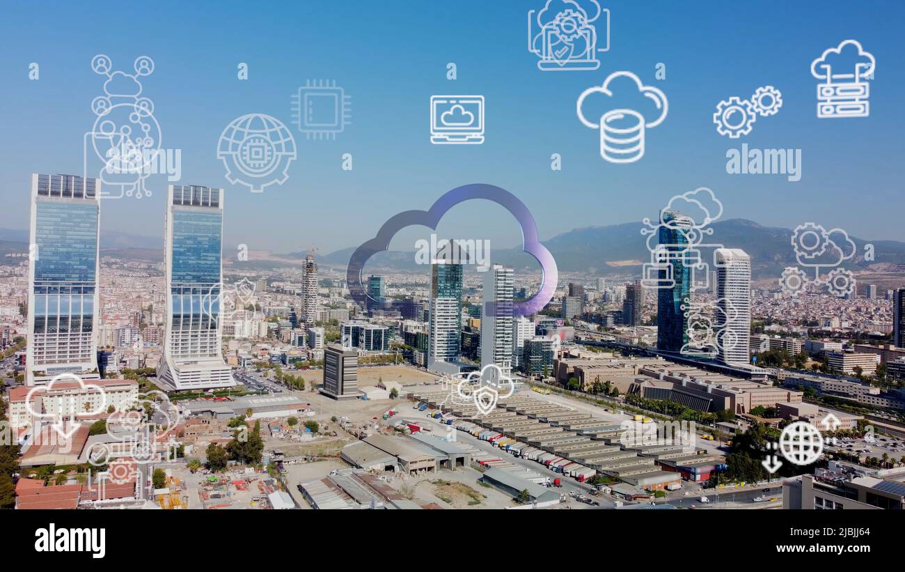 Cloud computing concept. Communication network Stock Photo - Alamy