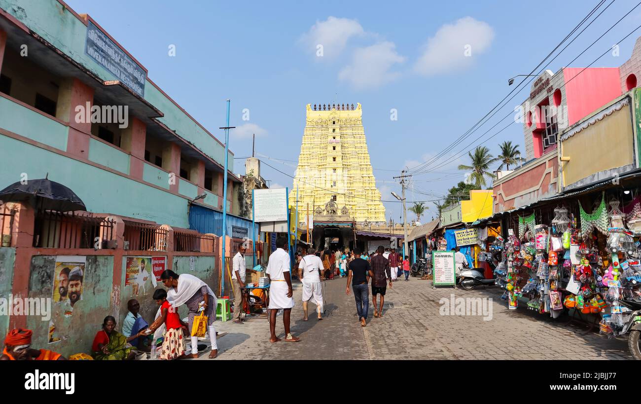View of East Gopuram of Rameswaram Temple dedicated to Lord Shiva ...