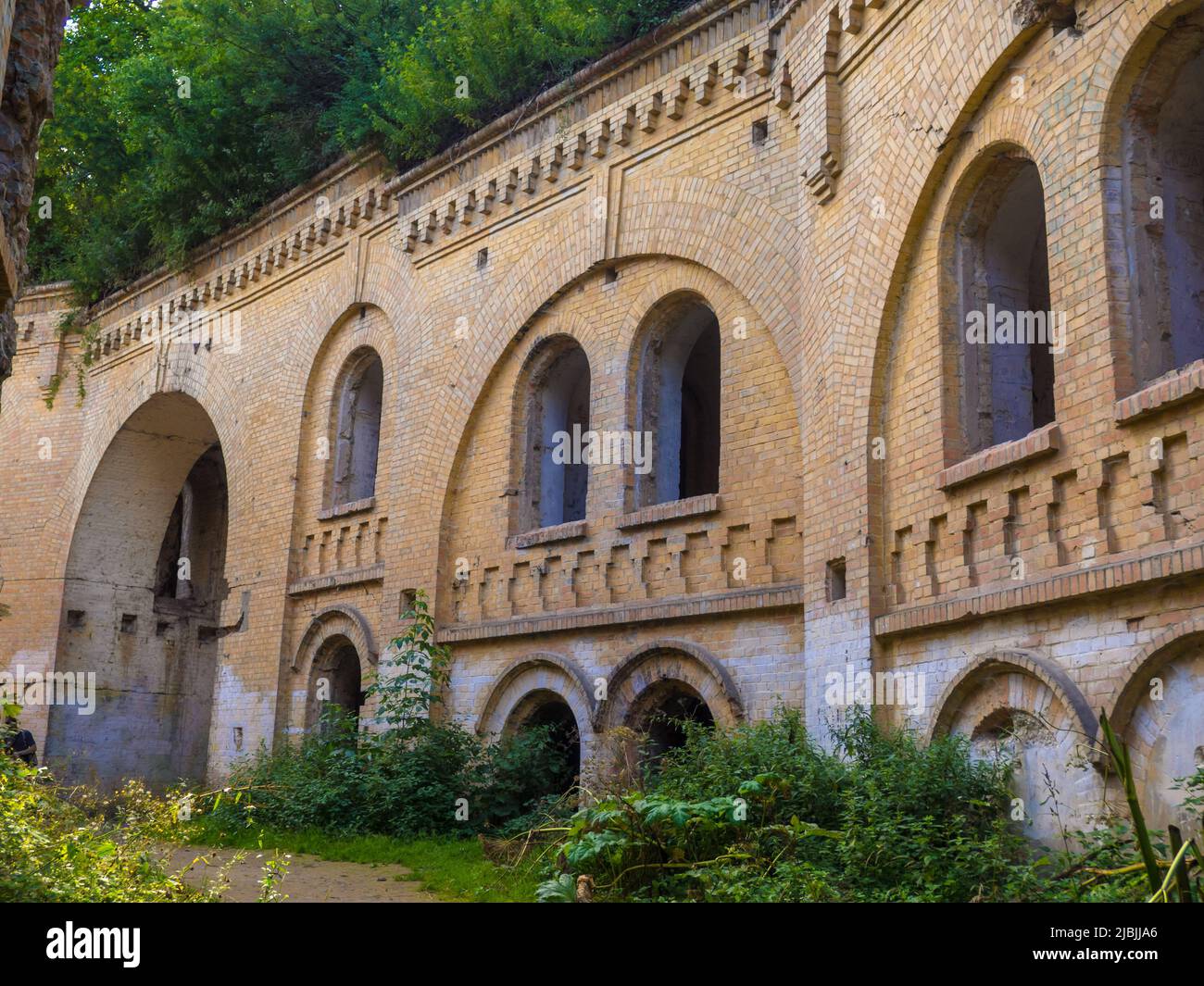 Abandoned fortress outside, ruined wooded citadel Tarakaniv, Ukraine ...