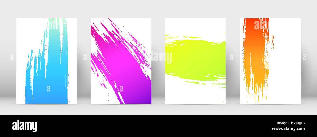 Notebook cover grunge ink colorful summer set. Bright minimal ...